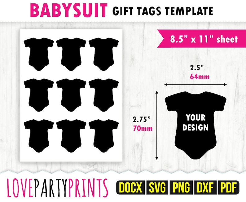 Baby Gift Tag Template SVG PDF Png Dxf Baby Shower Gift - Etsy