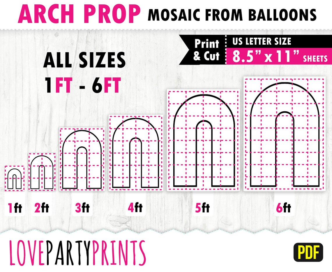 Arch Prop Template PDF, 1ft, 2ft, 3ft, 4ft, 5ft, 6ft, Chiara Mosaic ...