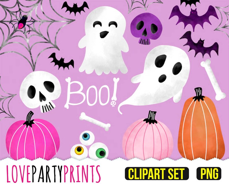 Cute Halloween Clipart Bundle 18 Separate PNG Elements | Etsy