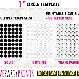 1 Inch Circle Template SVG, PDF, Png, Dxf, Blank Circle Template, Ms ...