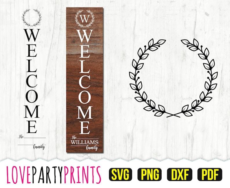 Monogram Welcome Sign SVG DXF PNG Pdf Vertical Welcome - Etsy UK