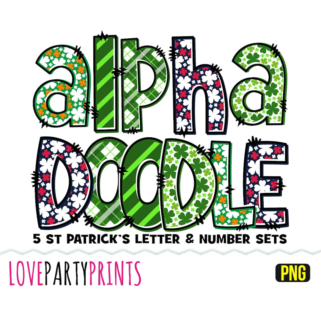 Patricks Day Letters and Numbers PNG Bundle, Uppercase & Lowercase ...