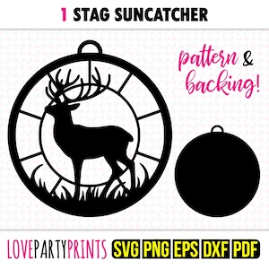 Stag Suncatcher SVG, DXF, PNG, Pdf, Eps, Male Deer Hanging Ornament Sun ...