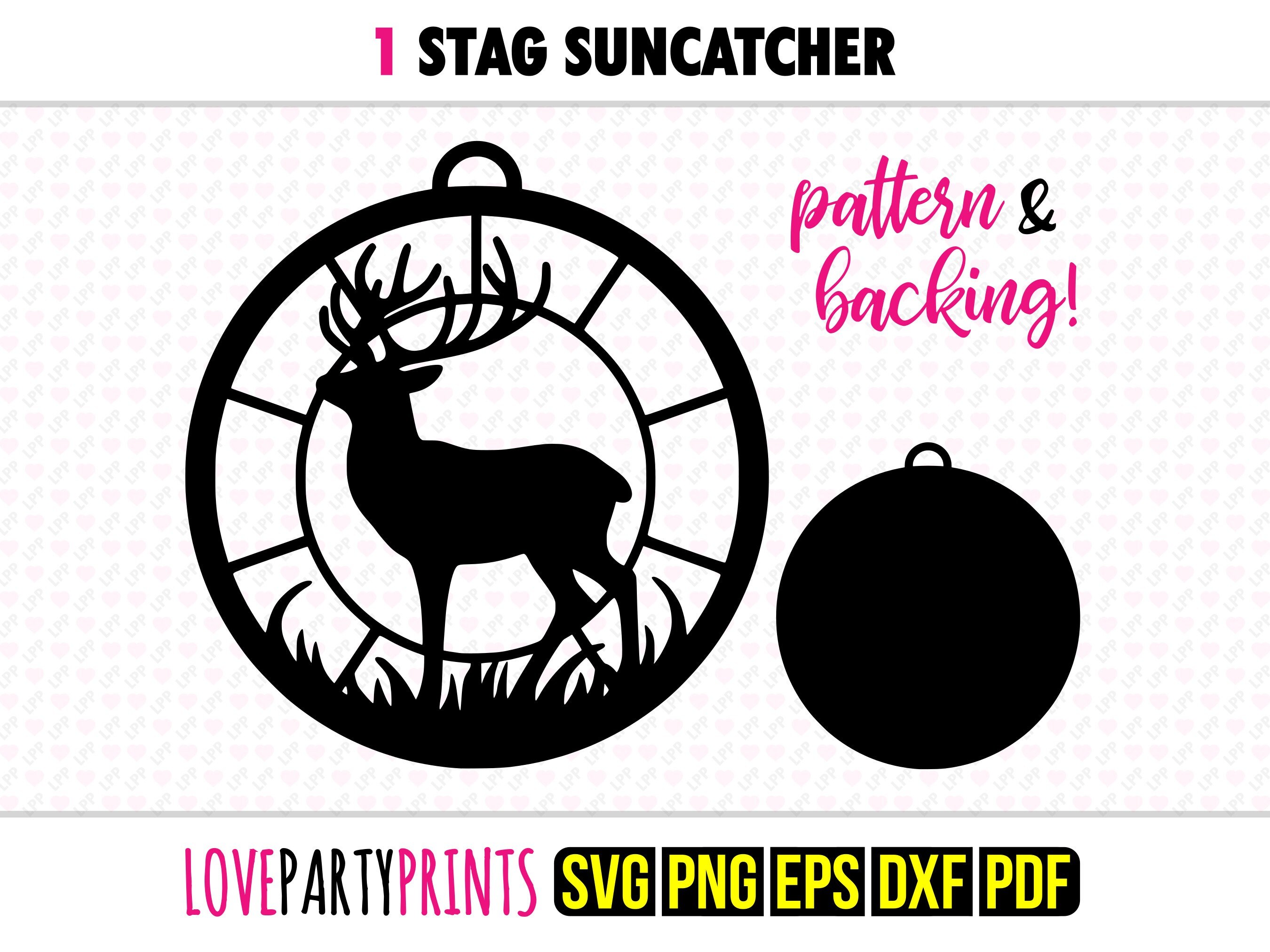 Stag Suncatcher SVG, DXF, PNG, Pdf, Eps, Male Deer Hanging Ornament Sun ...