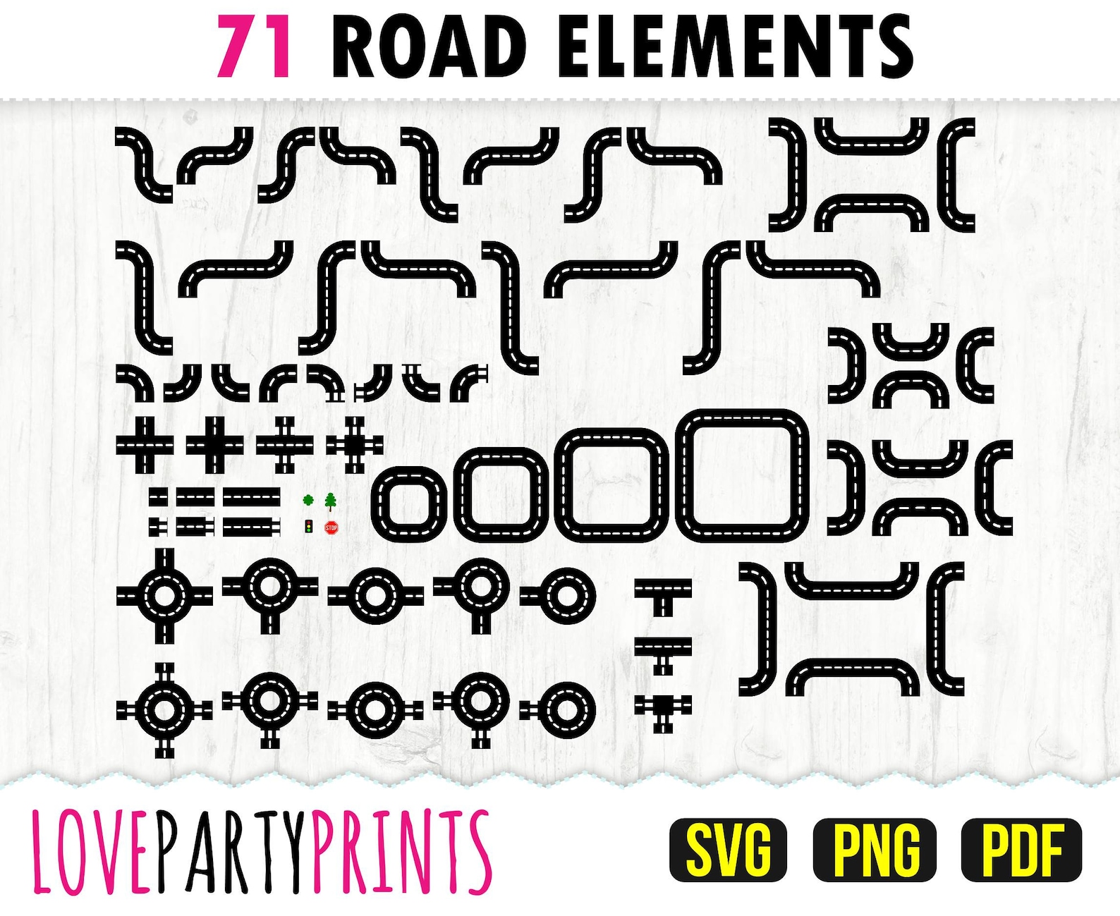 Road Templates SVG PNG PDF, Race Track Elements, Road Blocks, Curved ...