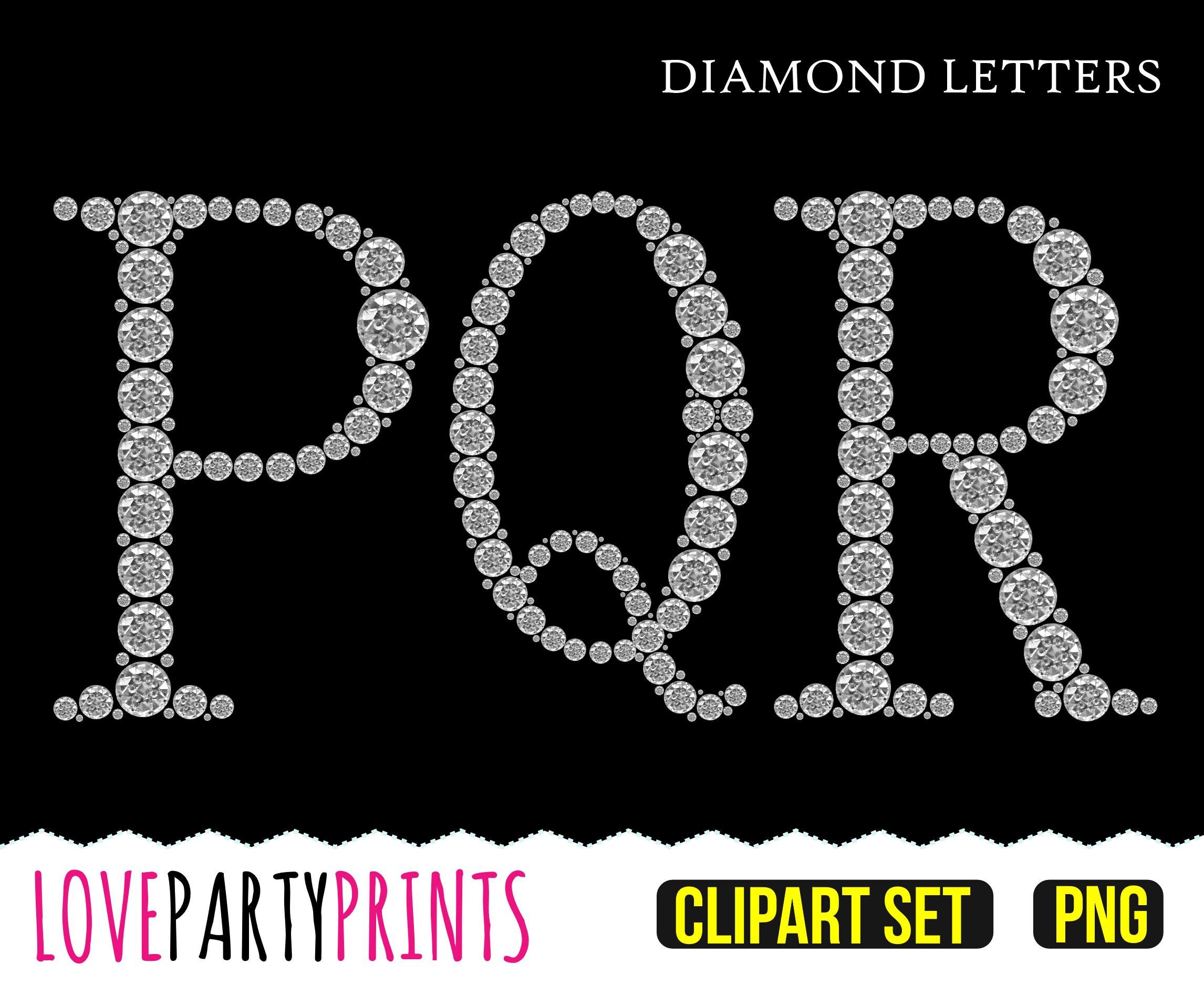 DIAMOND LETTERS PNG Files Full Diamond Alphabet 300dpi High - Etsy