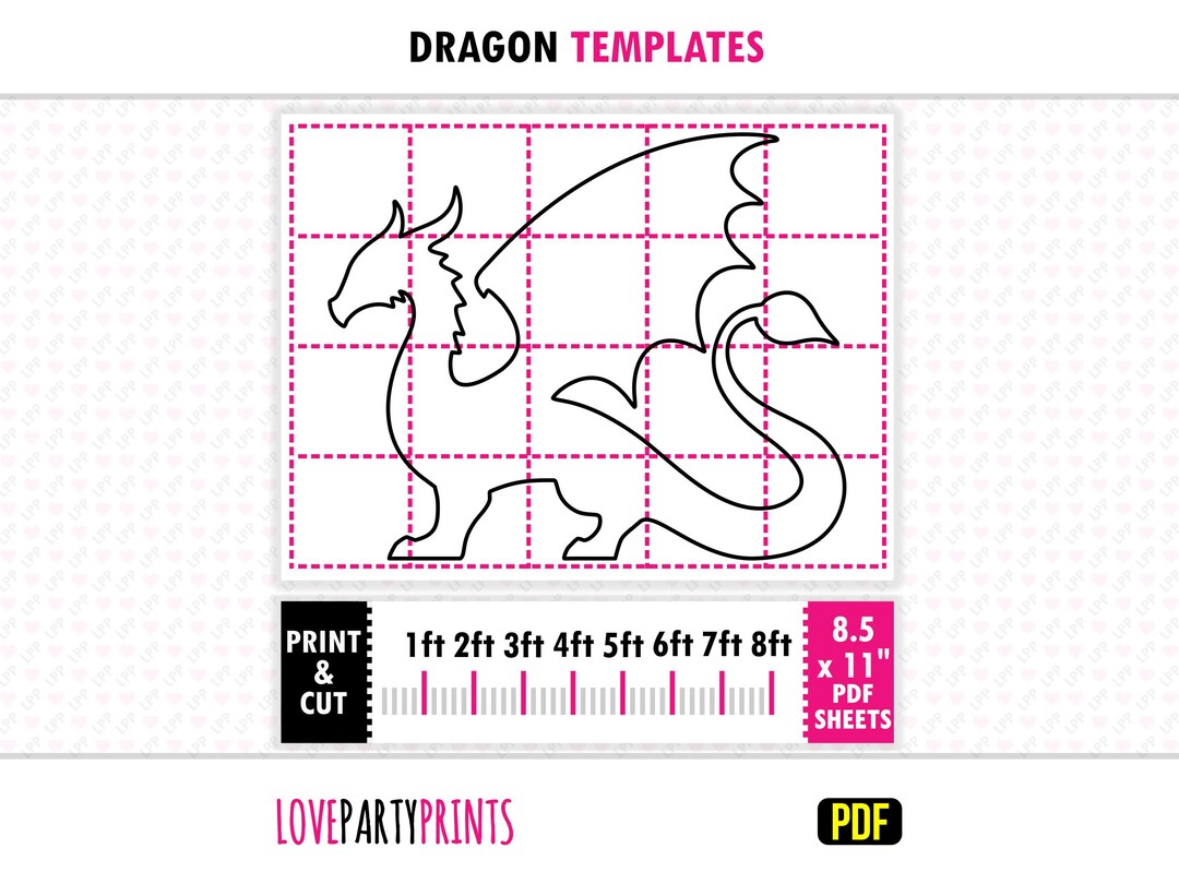 Dragon Silhouette Template PDF, Life Size Print & Trace Template ...