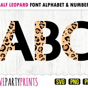 Half Leopard Font SVG, PNG and Pdf Files, Full Alphabet, Font Clipart ...
