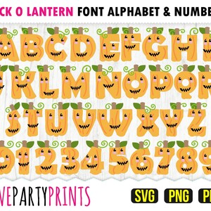 Jack O Lantern Font SVG, Png, Pdf, Pumpkin Alphabet, Pumpkin Numbers ...