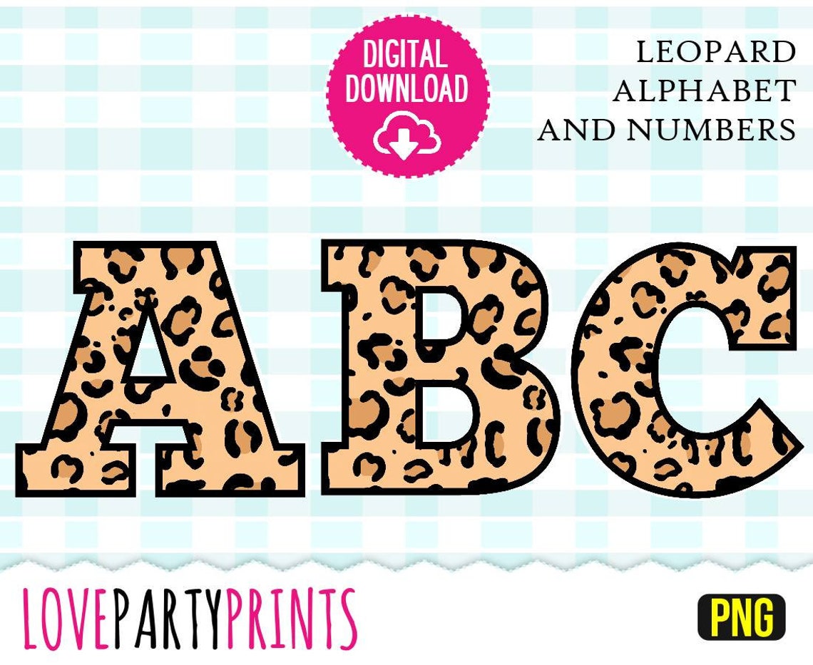 LEOPARD LETTERS and Numbers 300dpi High Quality PNG Format - Etsy UK