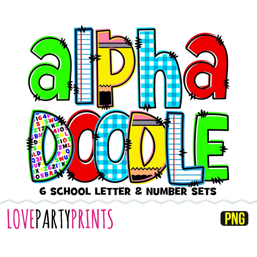 Back to School Alphabet Doodle Bundle, Uppercase & Lowercase, School ...