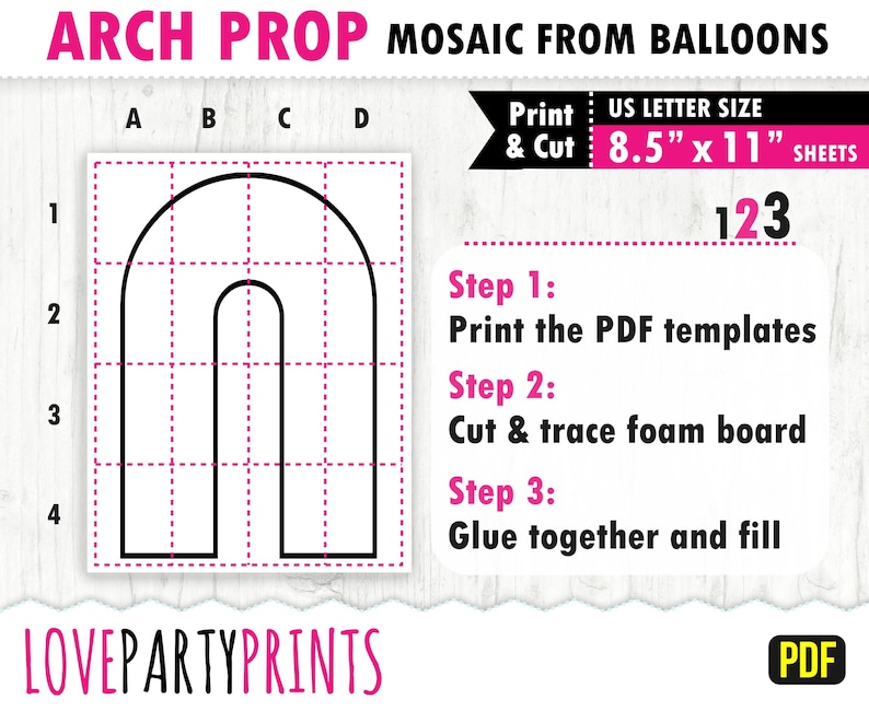 Arch Prop Template PDF, 1ft, 2ft, 3ft, 4ft, 5ft, 6ft, Chiara Mosaic ...