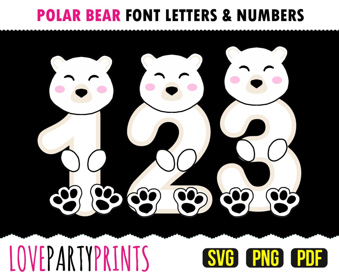 POLAR BEAR FONT Svg Png and Pdf Files Polar Bear Alphabet - Etsy UK