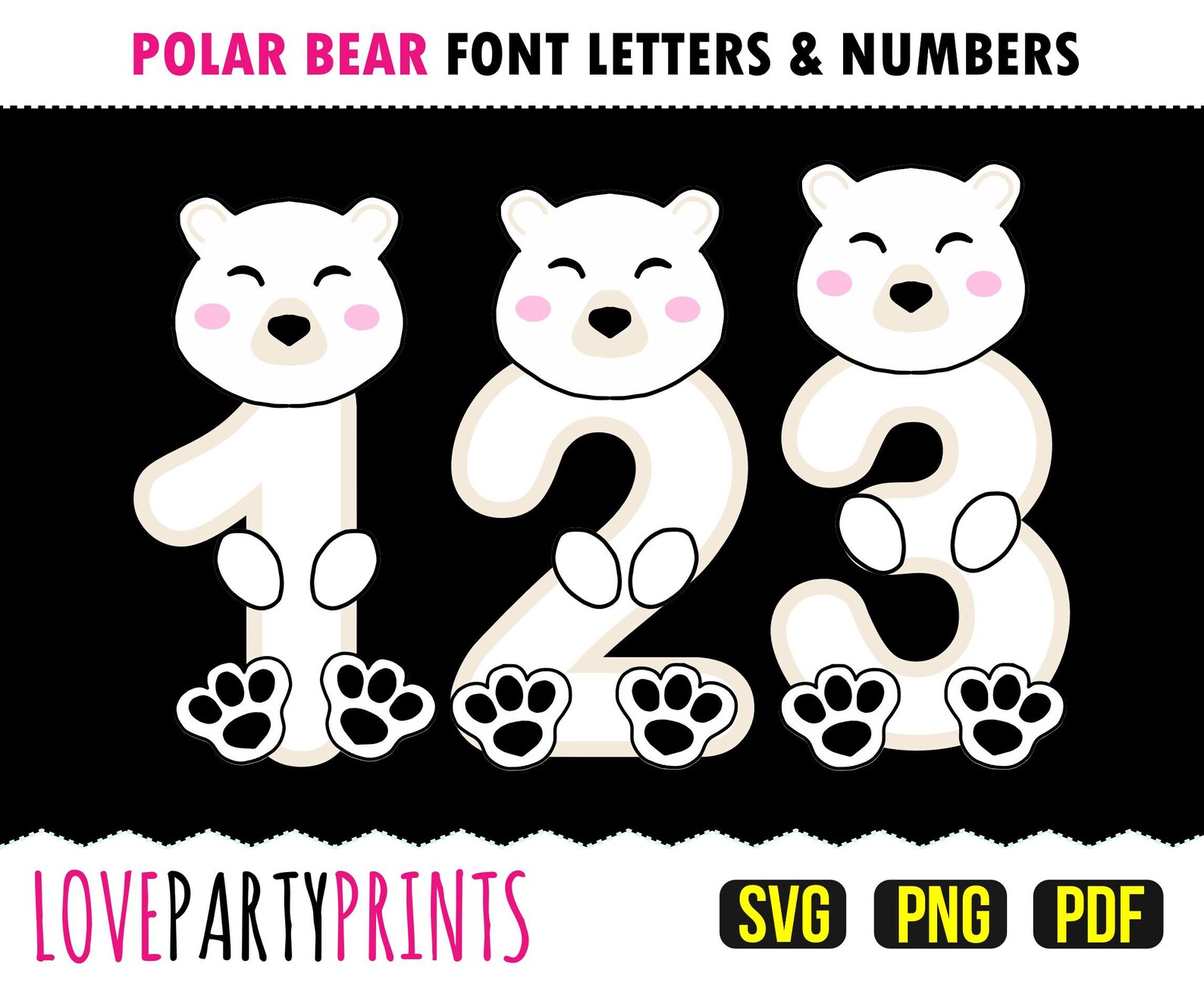 POLAR BEAR FONT Svg Png and Pdf Files Polar Bear Alphabet - Etsy