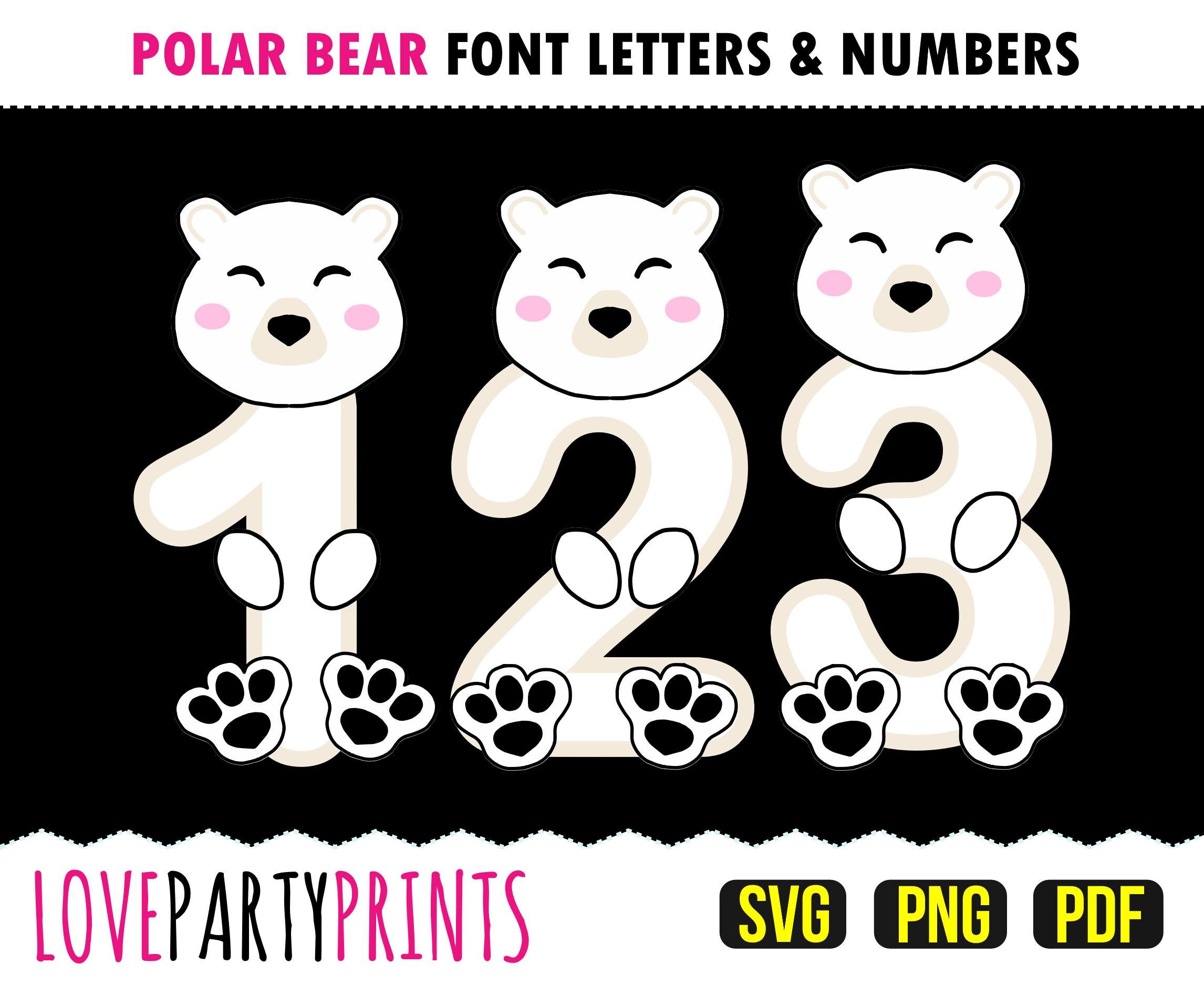 POLAR BEAR FONT Svg, Png and Pdf Files, Polar Bear Alphabet and Numbers ...