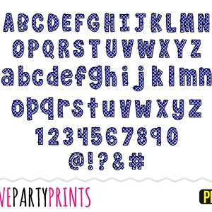 Navy Blue Letters Numbers Doodle Bundle, Uppercase & Lowercase, Royal ...