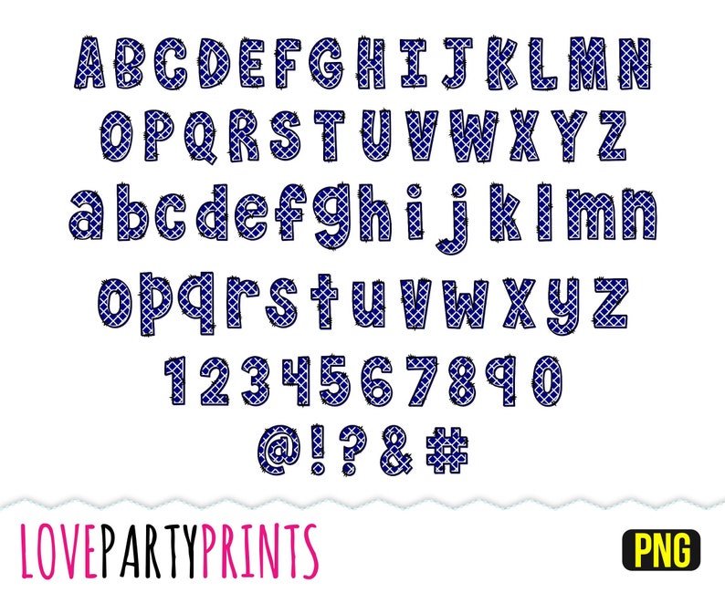 Navy Blue Letters Numbers Doodle Bundle Uppercase & - Etsy