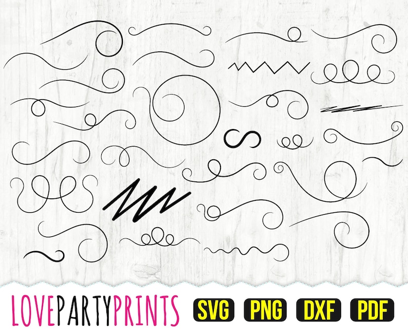 Swishes Swashes Swoops SVG DXF PNG Pdf, Flourish SVG, Swashes SVG ...