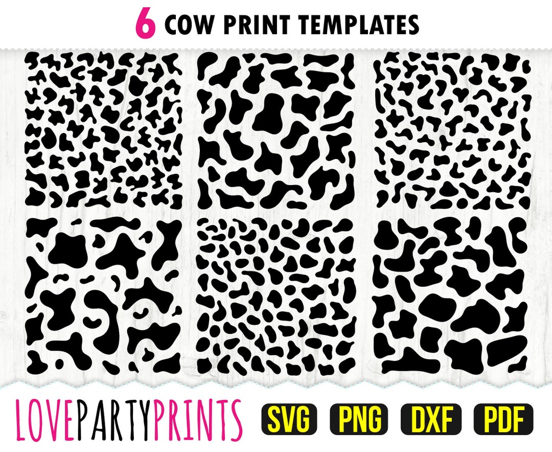 COW PRINT SVG, Dxf, Png, Pdf, Cow Pattern Svg, 6 Cow Patterns, Cow ...