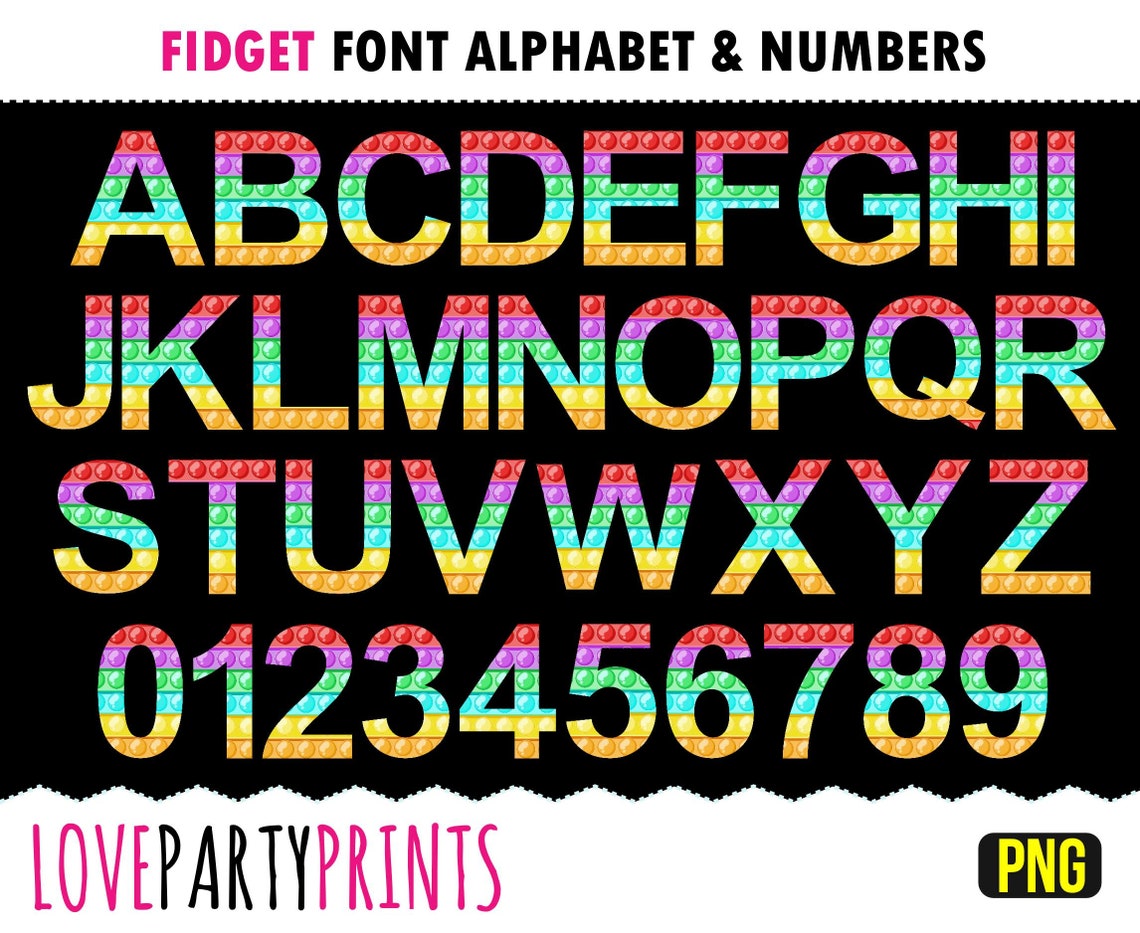 FIDGET FONT PNG Files Full Alphabet and Numbers 300dpi High - Etsy UK