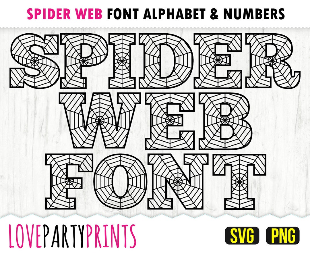 SPIDER WEB Alphabet and Numbers SVG and Png Halloween Banner - Etsy