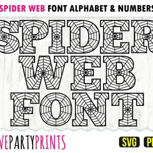 SPIDER WEB Alphabet and Numbers SVG and Png Halloween Banner - Etsy