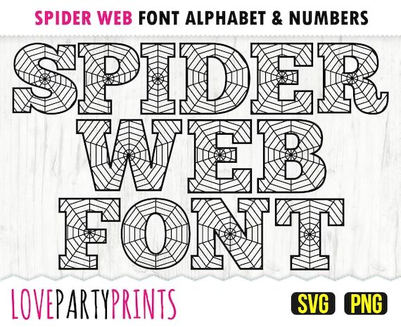 SPIDER WEB Alphabet and Numbers SVG and Png Halloween Banner - Etsy