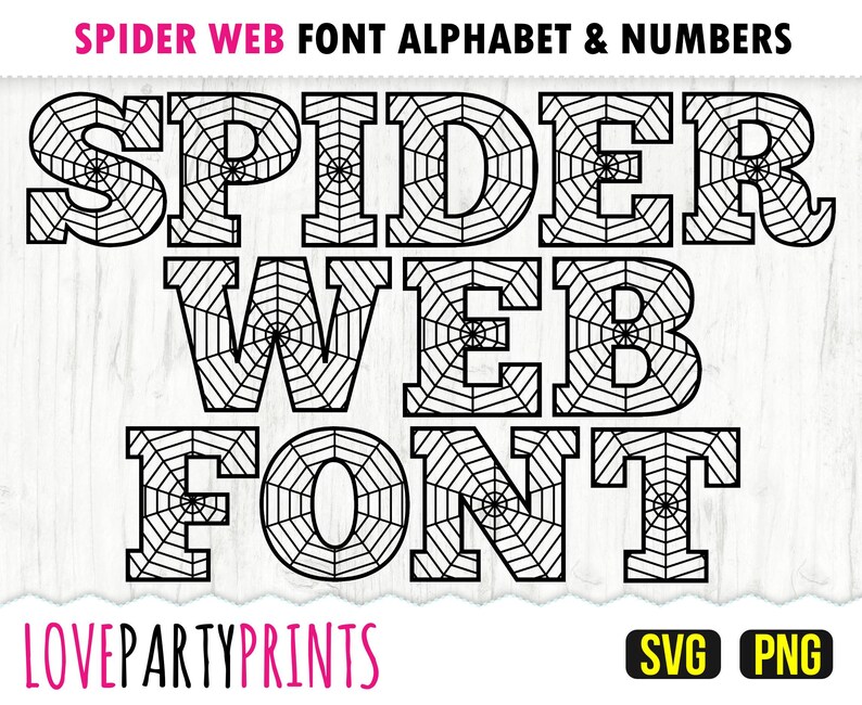 SPIDER WEB Alphabet and Numbers SVG and Png Halloween Banner - Etsy