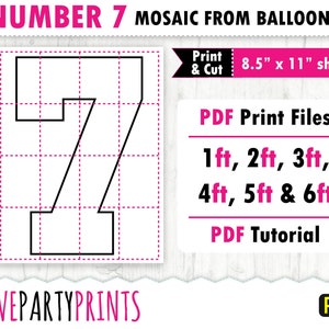 Square Number 7 Mosaic From Balloons 1ft 2ft 3ft 4ft - Etsy