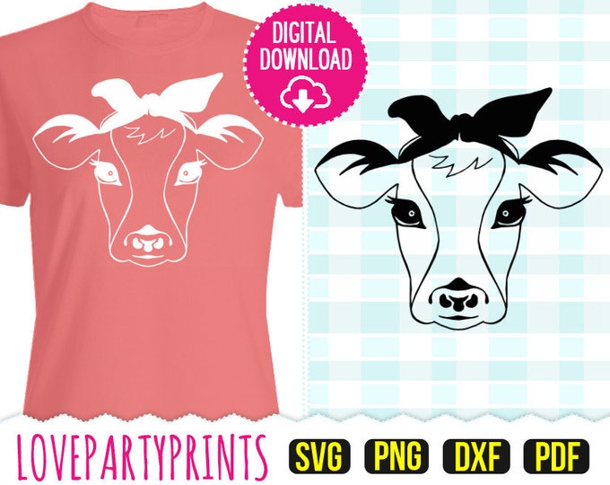 Bandana Cow Svg, Bandana Animal, Moo Svg, Farm Animal, Cute Cow, Heifer ...