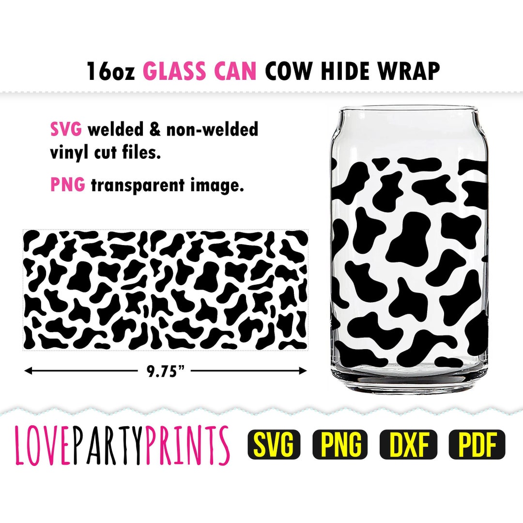Cow Hide Can Glass Wrap SVG, DXF, PNG, Pdf, Cow Pattern Wrap Svg, Glass ...
