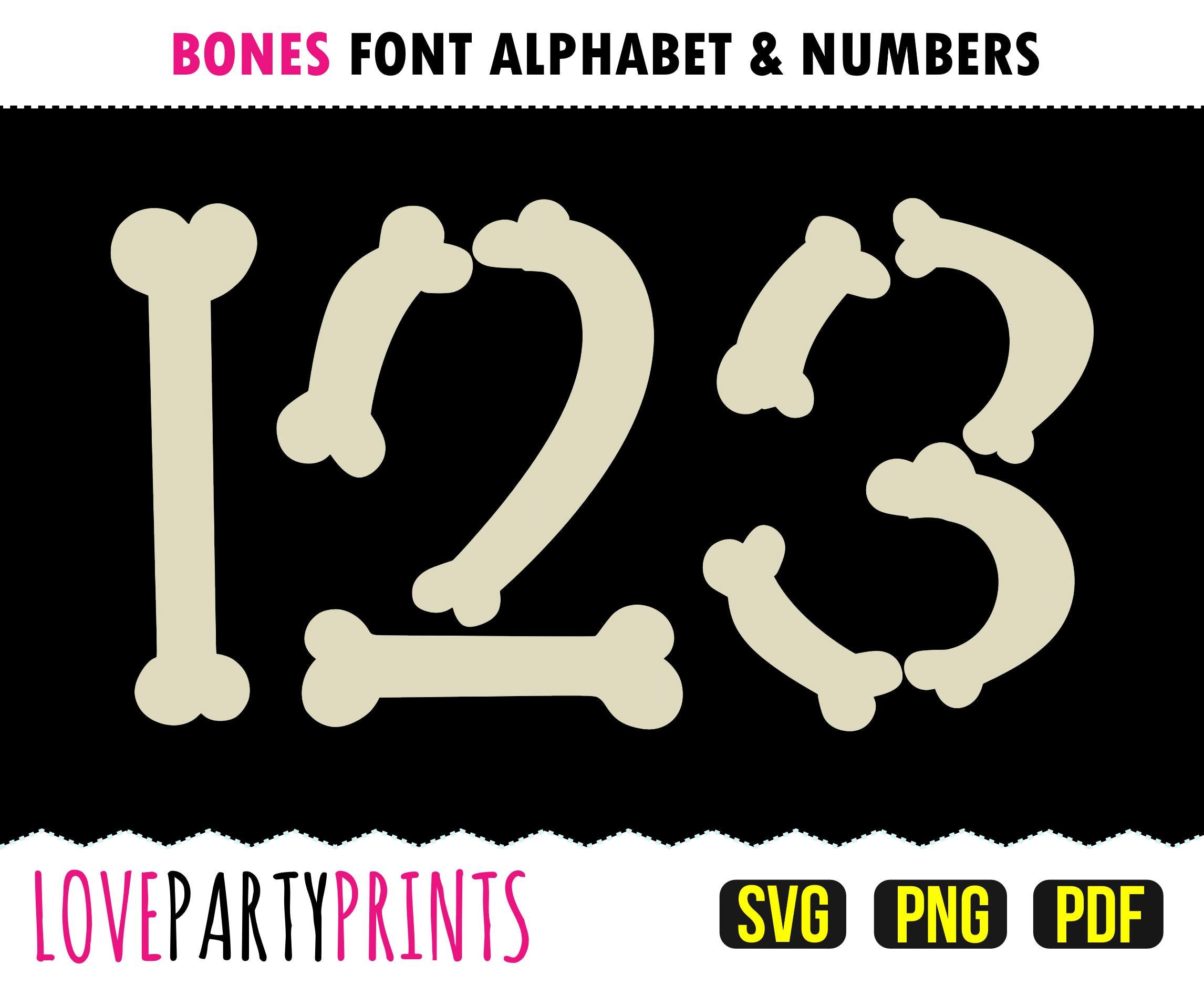 Bones Alphabet Svg Png Pdf, Bones Font, Bones Numbers, Bones Clipart ...