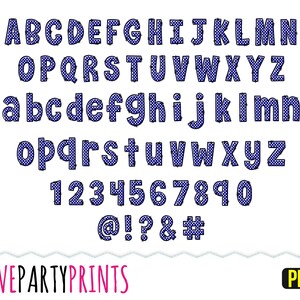 Navy Blue Letters Numbers Doodle Bundle, Uppercase & Lowercase, Royal ...