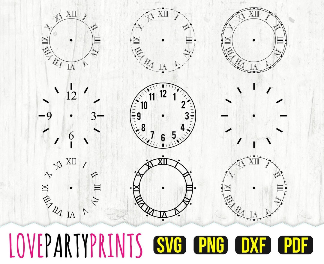 9 Clock Face Svg DXF PNG PDF 9 Clock Faces Svg Printable - Etsy UK