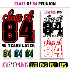 Reunion Class 84 SVG Png Pdf Eps, Class of 1984, 80s Graduate Senior ...