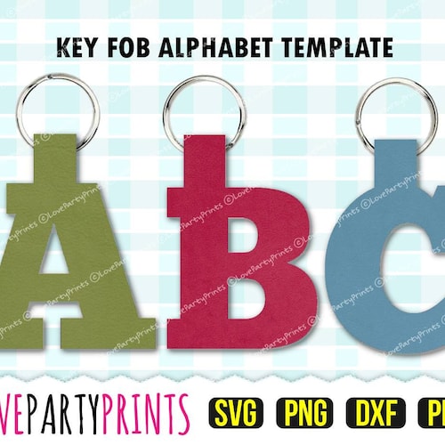Alphabet Key Fob Svg DXF PNG PDF Faux Leather Keychain | Etsy
