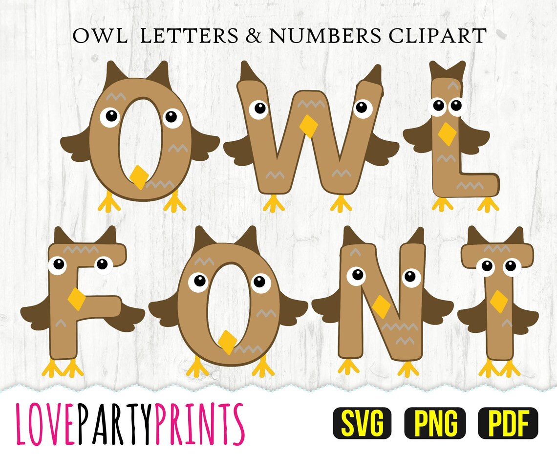 OWL FONT SVG Png and Pdf Files Owl Alphabet Owl Numbers - Etsy UK