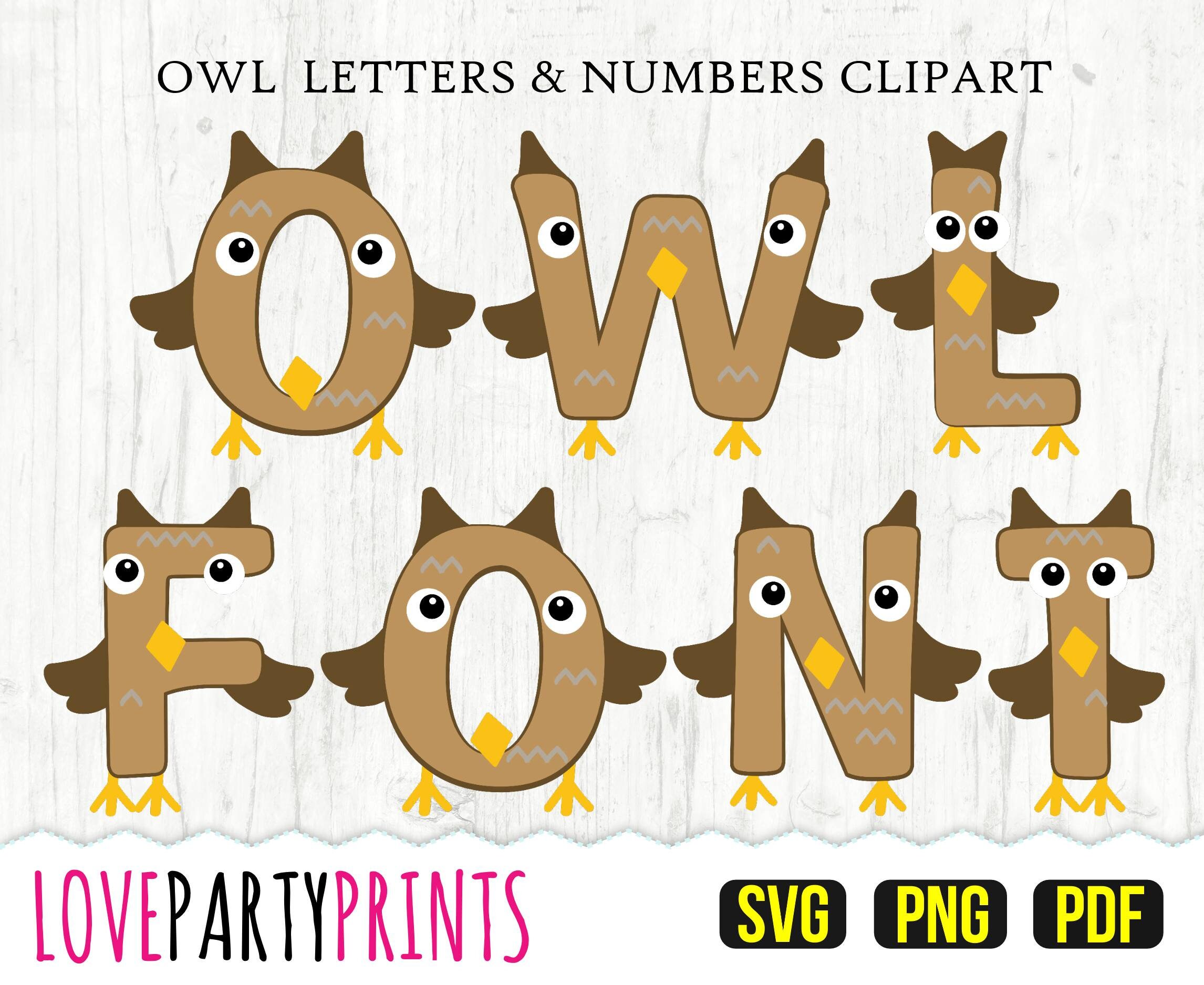 OWL FONT SVG Png and Pdf Files Owl Alphabet Owl Numbers - Etsy UK