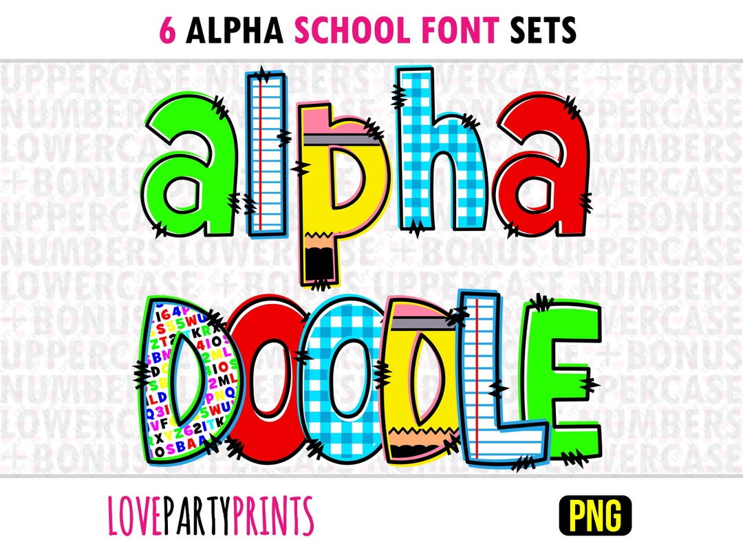 Back to School Alphabet Doodle Bundle, Uppercase & Lowercase, School ...