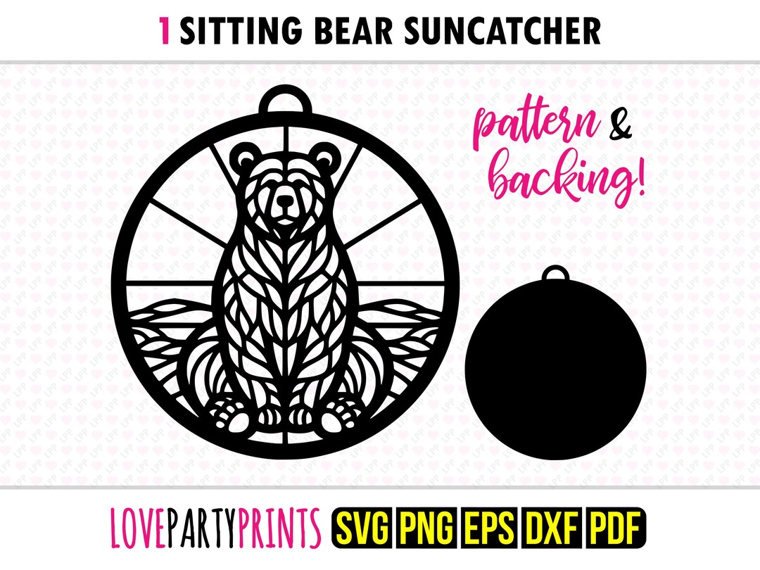 Bear Suncatcher SVG, DXF, PNG, Pdf, Eps, Hanging Ornament Sun Catcher ...