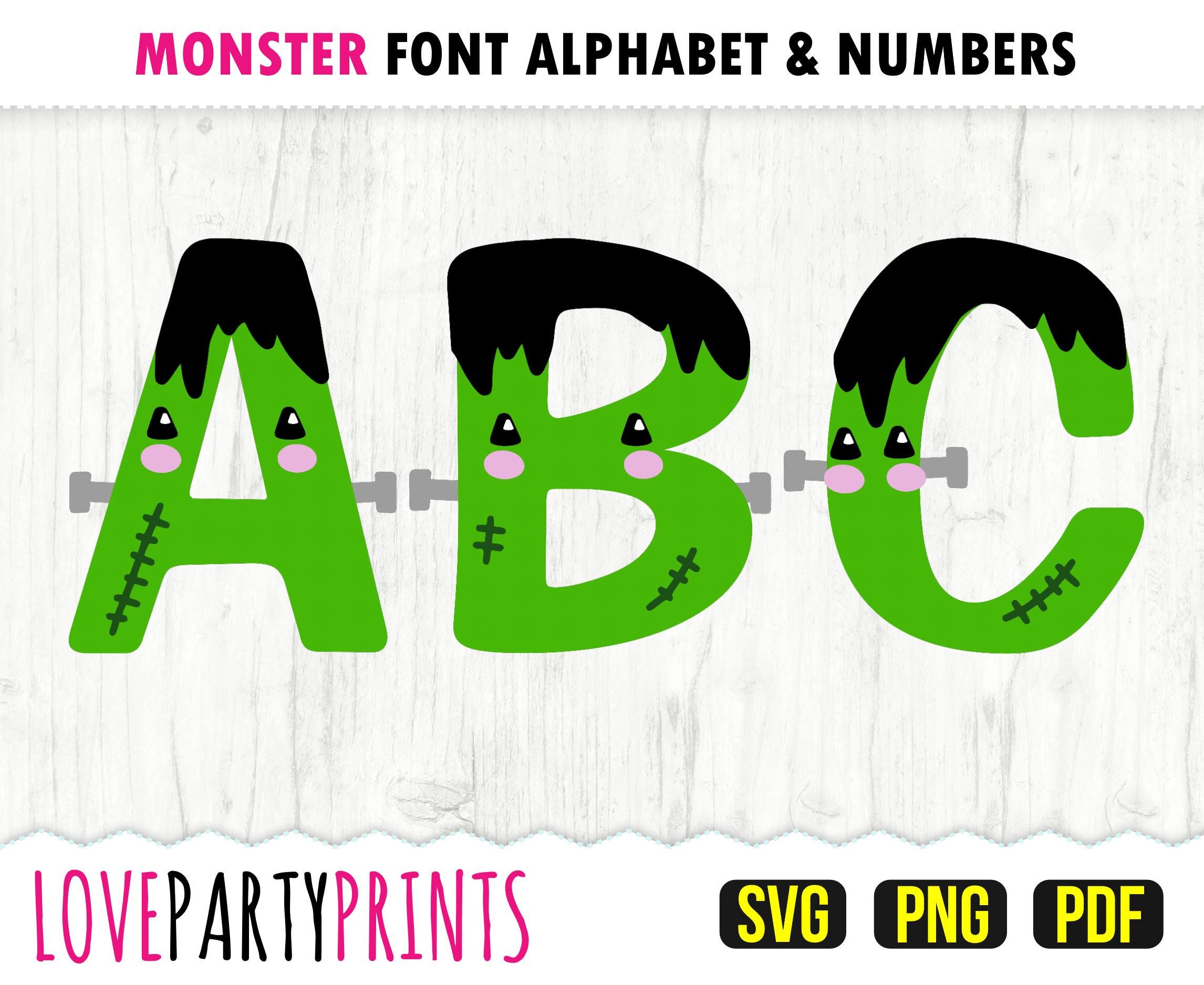 MONSTER FONT SVG, Png, Pdf, Monster Alphabet, Monster Numbers, Monster ...