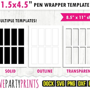 Pen Wrapper Template Svg, Pdf, Png, Dxf, Blank Pen Wrapper Template ...