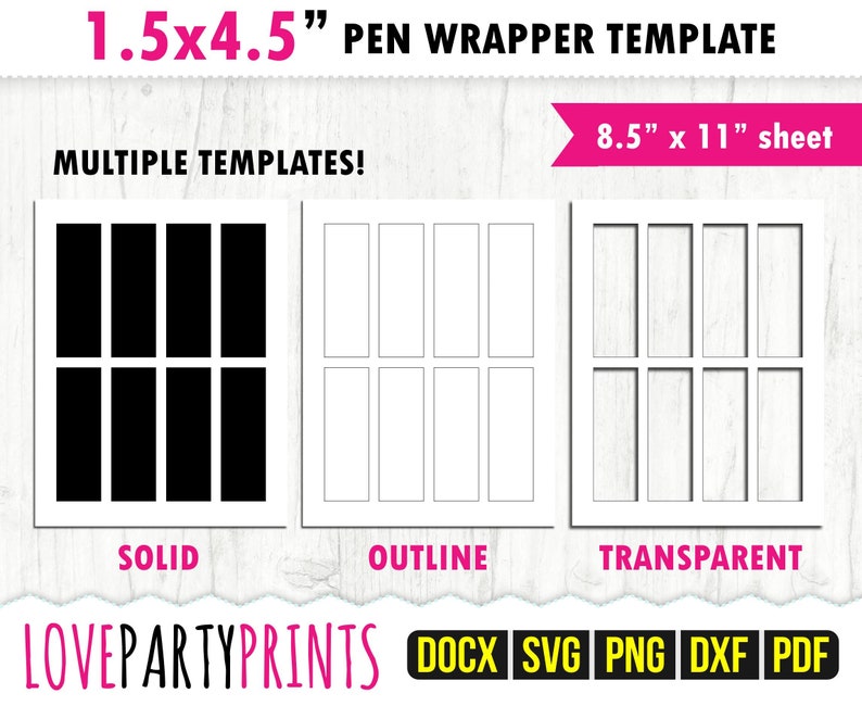 Pen Wrapper Template Svg, Pdf, Png, Dxf, Blank Pen Wrapper Template ...