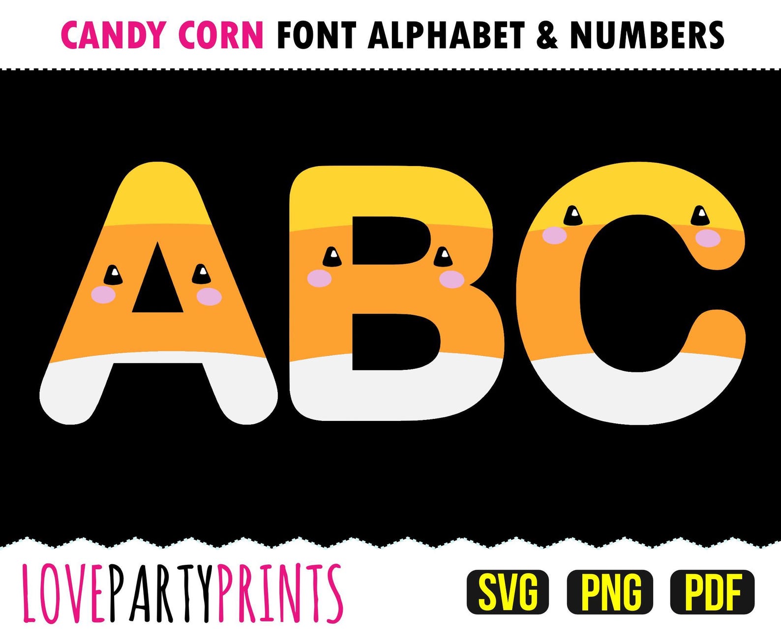 CANDY CORN ALPHABET Svg, Png and Pdf Files, Candy Corn Font, Candy Corn ...
