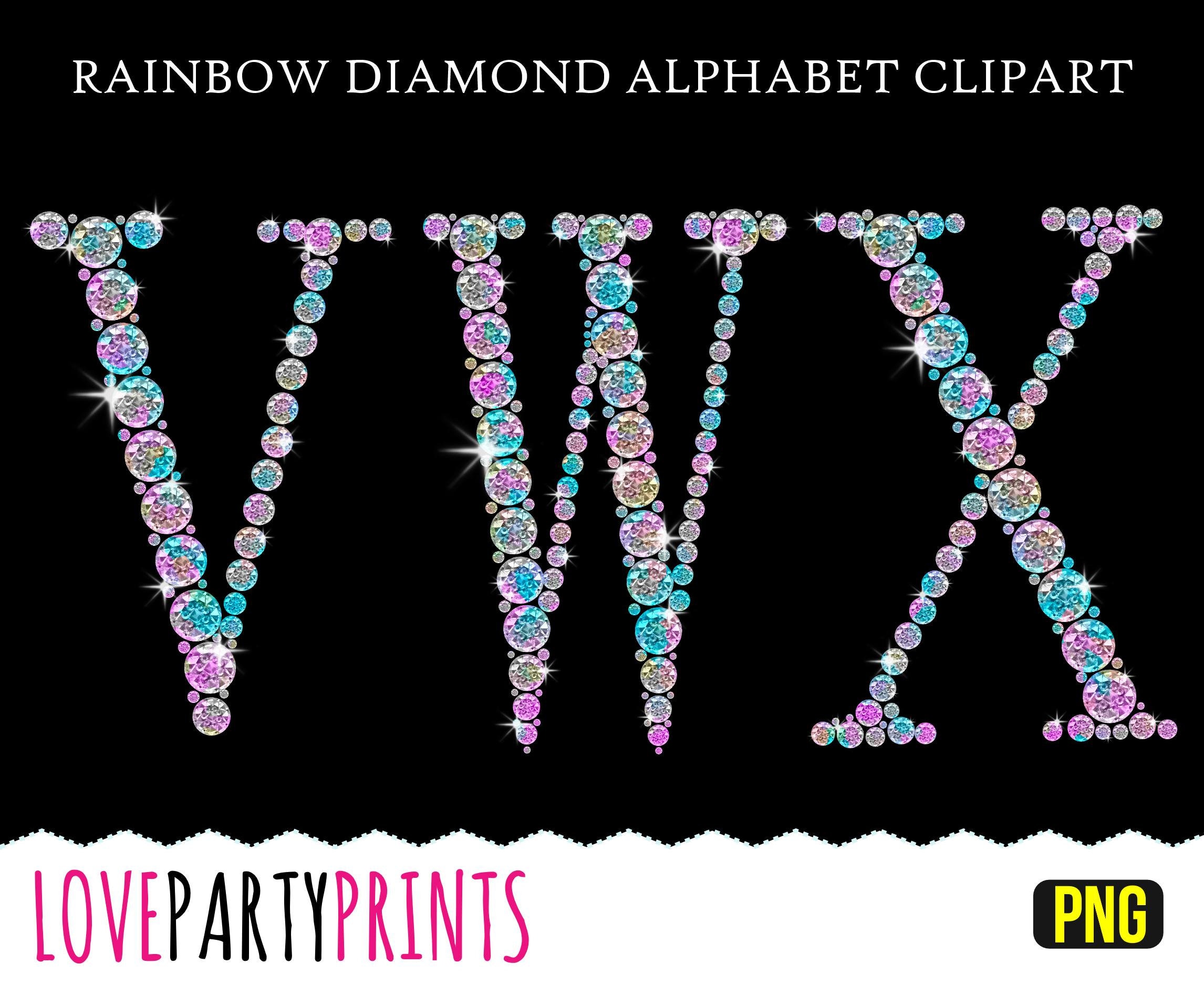 Rainbow Diamond Font PNG Files Full Diamond Sparkle Alphabet - Etsy