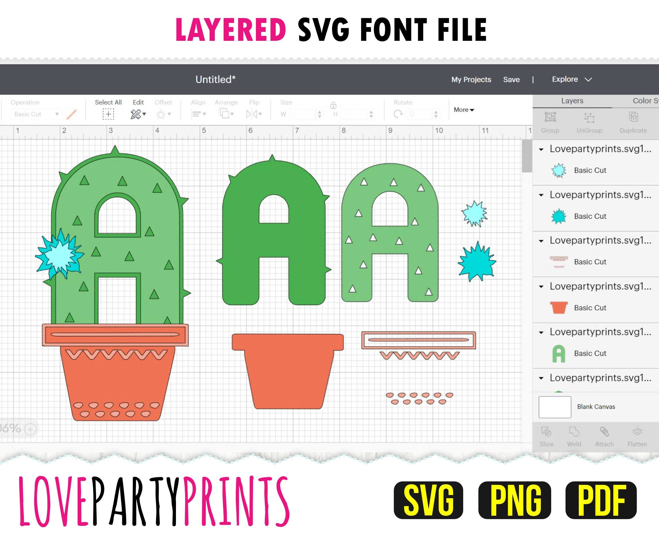 CACTUS FONT Svg Png and Pdf Files 300dpi High Quality - Etsy UK