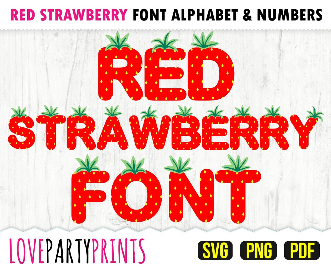 STRAWBERRY FONT SVG Png and Pdf Files 300dpi High Quality - Etsy UK