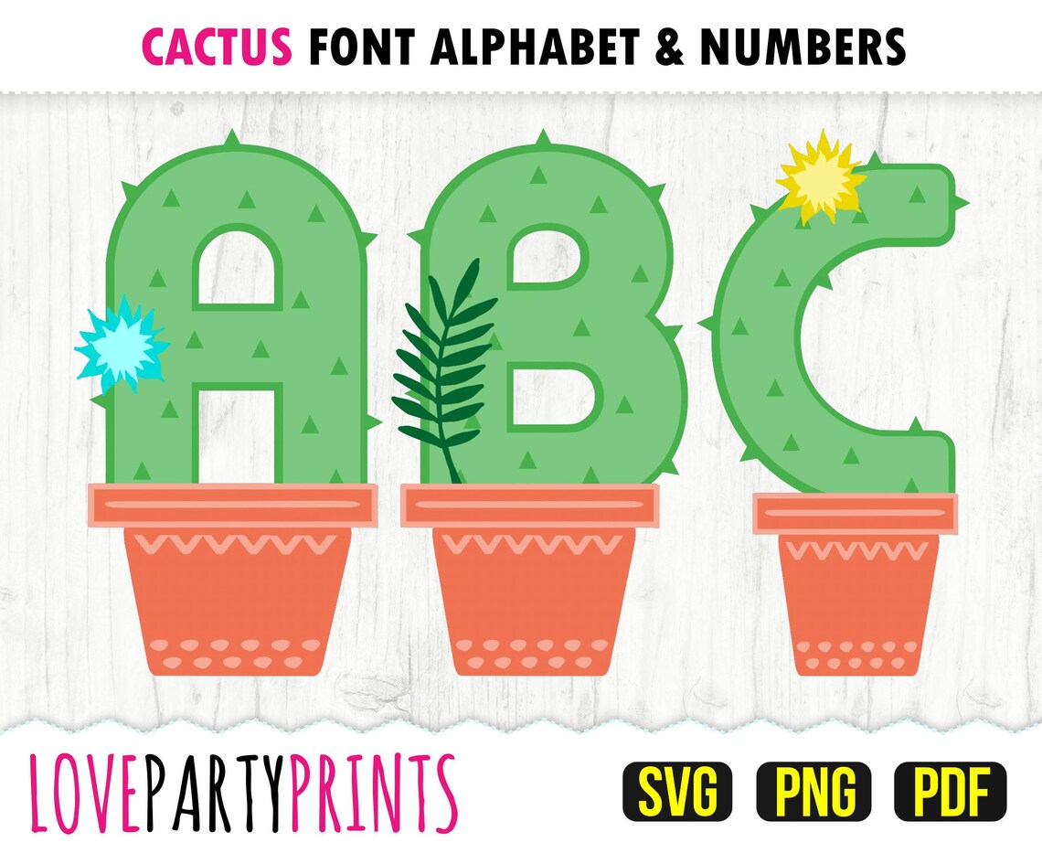 CACTUS FONT Svg, Png and Pdf Files, 300dpi High Quality, Silhouette ...
