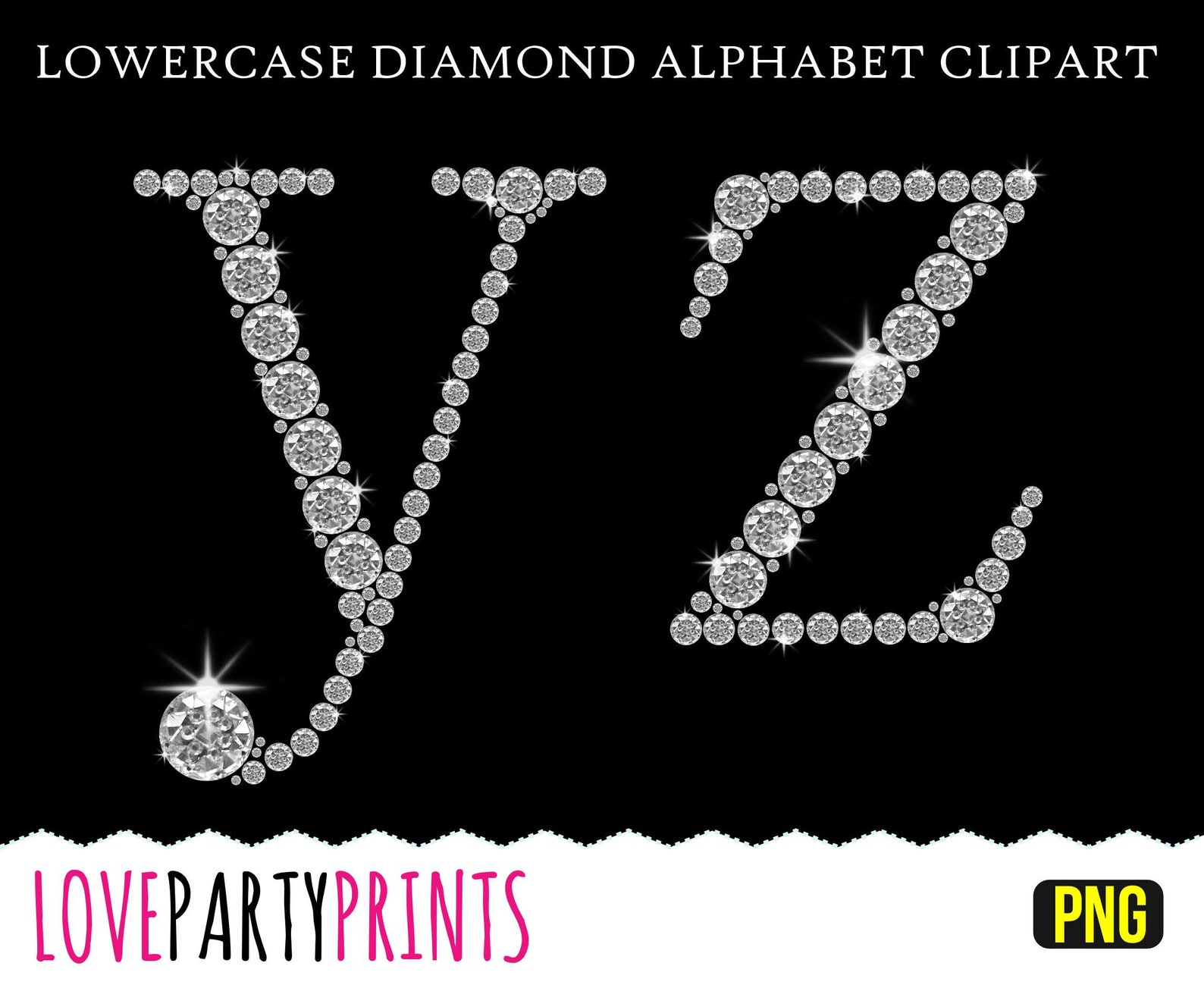 DIAMOND LETTERS Clipart PNG files Full Diamond Alphabet | Etsy