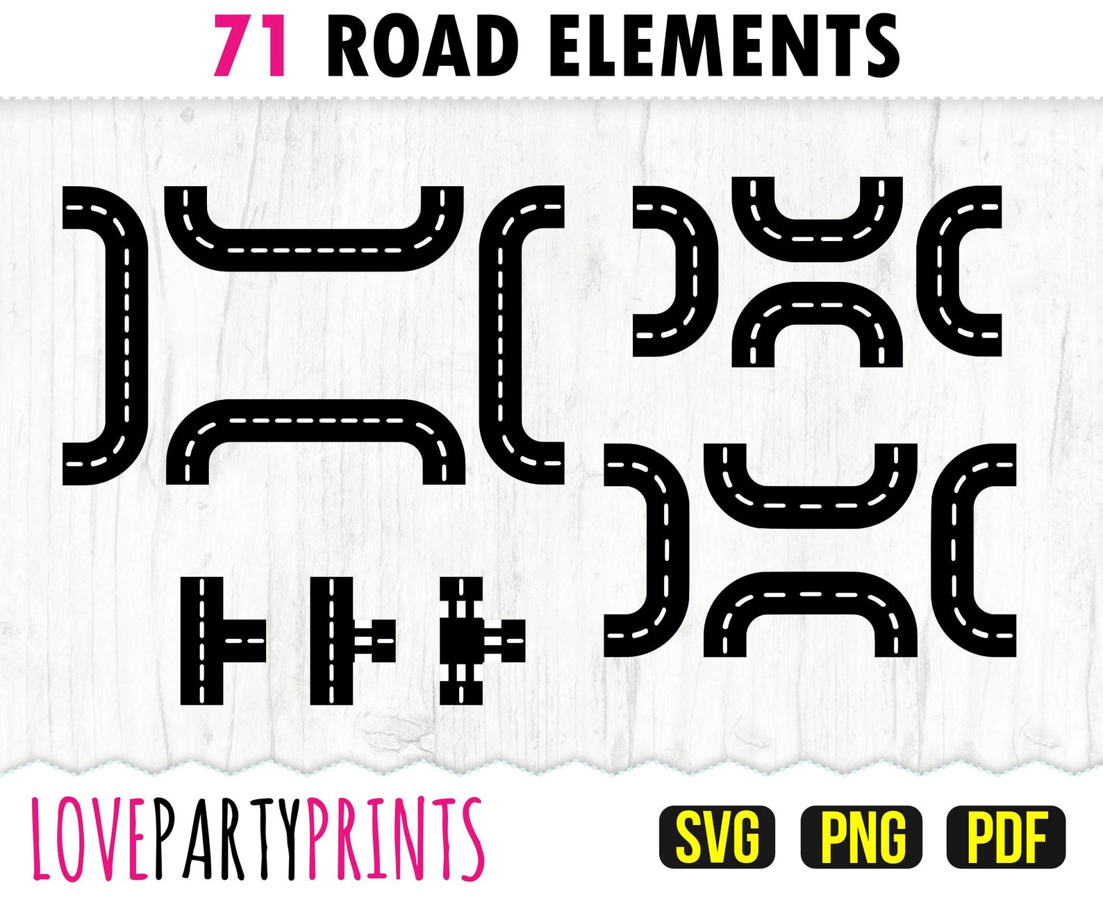Road Templates SVG PNG PDF, Race Track Elements, Road Blocks, Curved ...